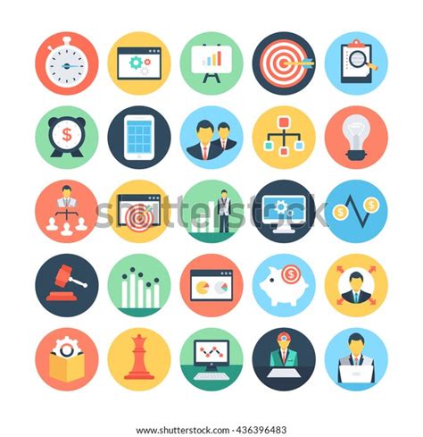Project Management Colored Vector Icons Stock Vector Royalty Free