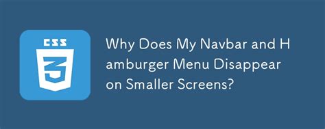 Why Does My Navbar And Hamburger Menu Disappear On Smaller Screens CSS