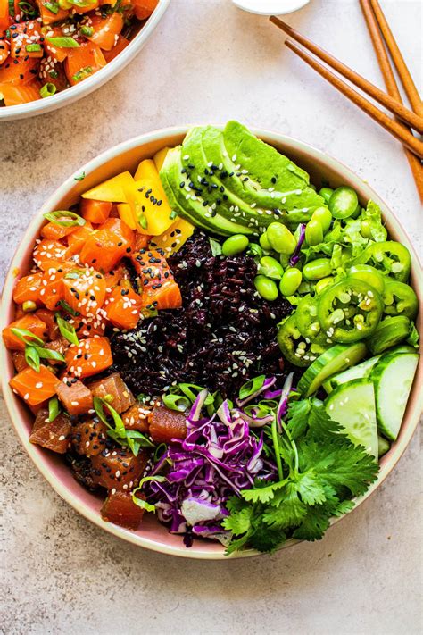 Spicy Rainbow Poke Bowls So Much Food