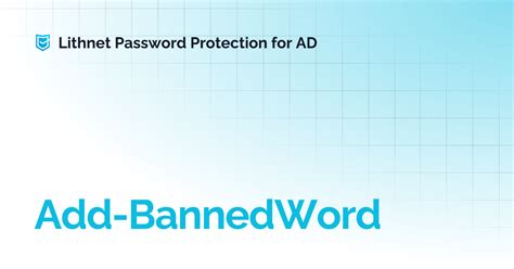 Add Bannedword Lithnet Password Protection For Ad