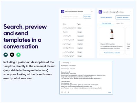 interactive messaging templates app integration with zendesk support