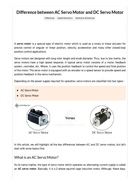 Difference Between Ac Servo Motor And Dc Servo Motor Pdf Electric