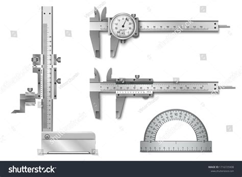 Calliper Caliper Height Gauge Protractor Measuring Stock Vector Royalty Free 1716725908