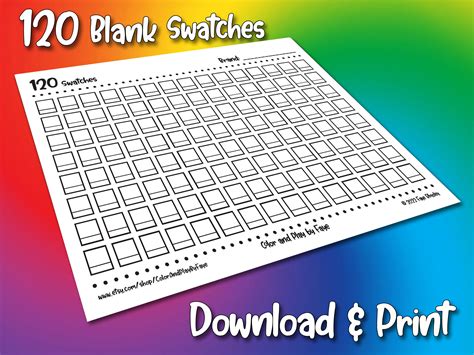 Swatch Blank Color Chart Printable Page DIY Color Chart Etsy