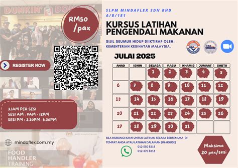 Kursus Latihan Pengendali Makanan Julai 2025 Mindaflex