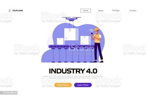 인더스트리 40 랜딩 페이지 템플릿 웹 사이트 배너 광고 및 마케팅 자료 온라인 광고 비즈니스 프레젠테이션 등에 대한 개념 벡터