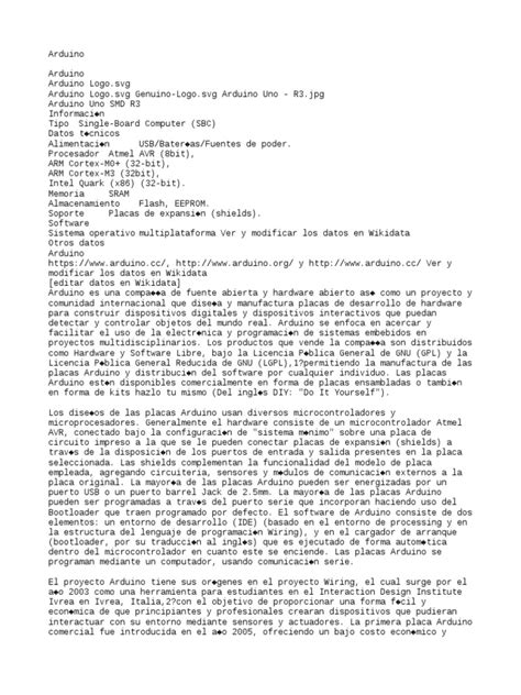 Arduino Wikipedia Descargar Gratis Pdf Arduino Hardware De La
