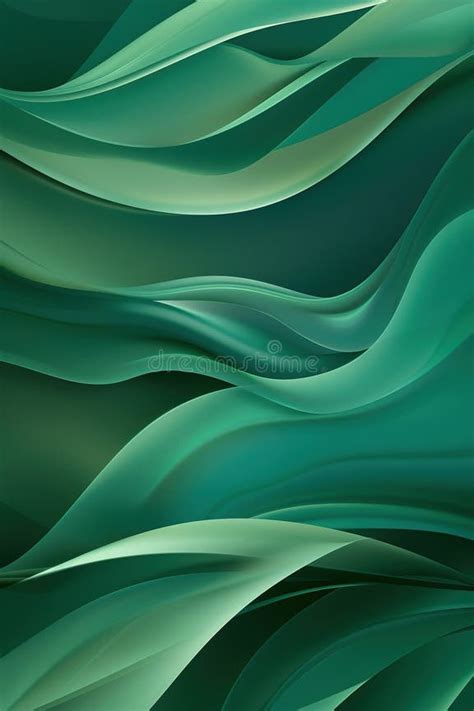 Abstract Green Flowing Shapes Creating A Serene And Modern Digital Background Stock Image