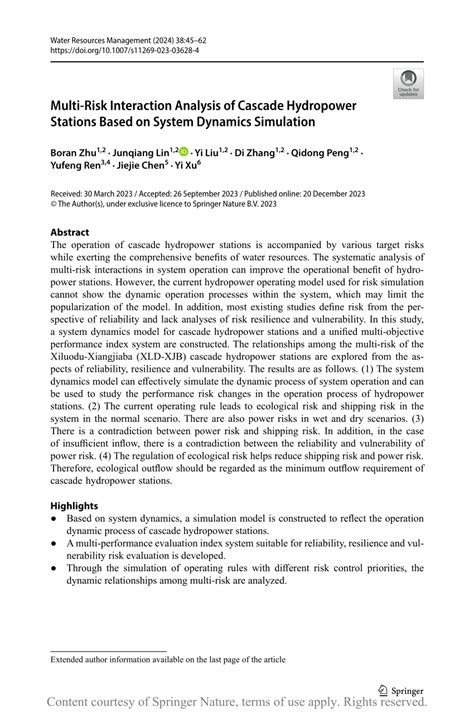 Multi Risk Interaction Analysis Of Cascade Hydropower Stations Based On System Dynamics