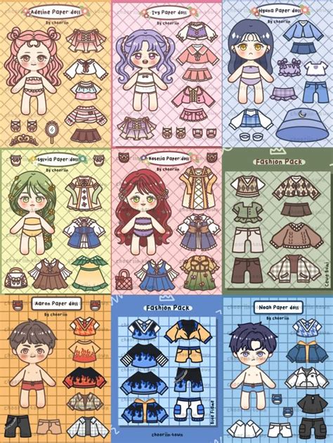 An Image Of Paper Dolls With Different Outfits And Clothes On Them All