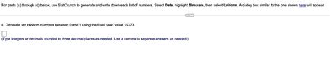 Solved For Parts A Through D Below Use StatCrunch To Chegg