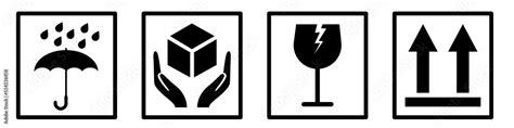 Fragile Cargo Icons Fragile Package Warning Signs Umbrella Box In