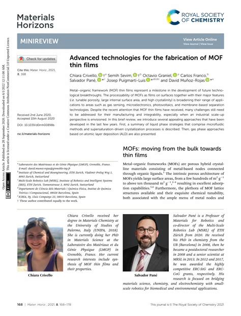 Pdf Advanced Technologies For The Fabrication Of Mof Thin Films Dokumentips
