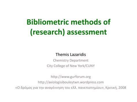 Ppt Bibliometric Methods Of Research Assessment Powerpoint Presentation Id 3824196