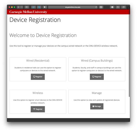 CMU Network Registration DioT Labs