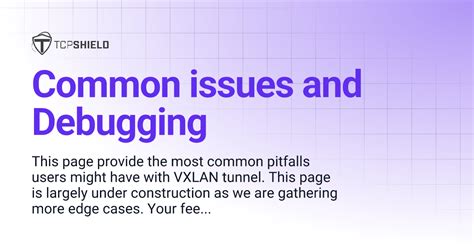 common issues and debugging tcpshield