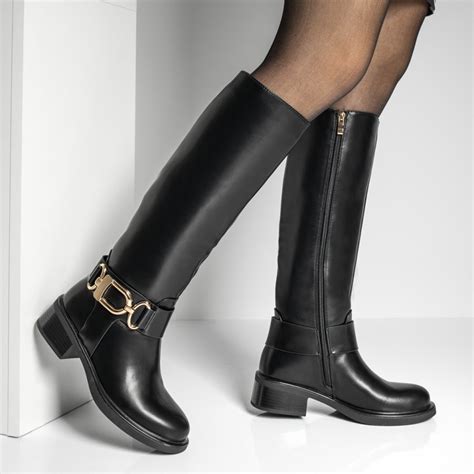 Cizme Lungi Dama Cu Toc Negre Mod Modlet