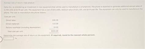 Solved The Internal Rate Of Return Method Is Used By Royston