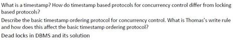 Solved What Is A Timestamp How Do Timestamp Based Protocols