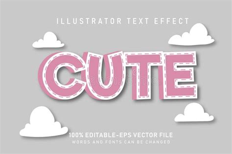 Cute Text Effect Design Vector Stock Vector Illustration Of Glow
