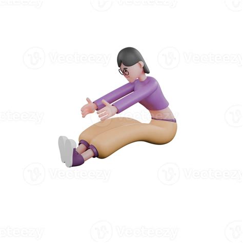 Agile Dancer Character A Female Dancer Sitting With Stretching 3d