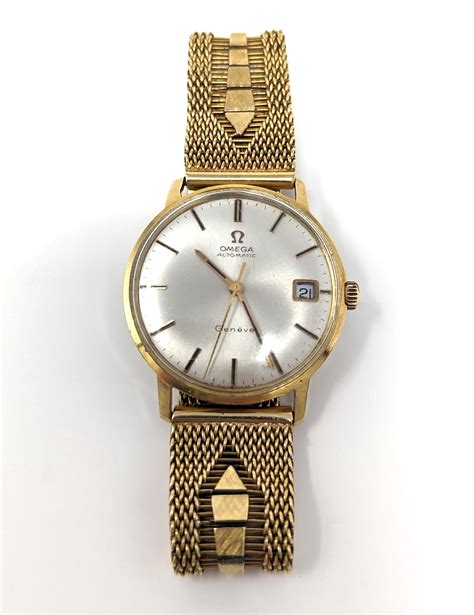 Vintage 18k Omega Automatic Mens Watch Geneve Solid Yellow Gold Swiss