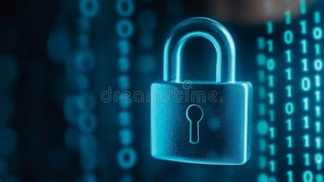 Digital Lock Symbolizing Cybersecurity On A Binary Code Background In A