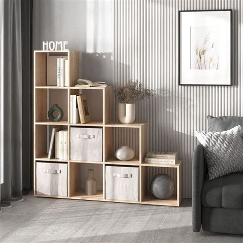 Стелаж для дому поличка для книг та іграшок розділювач кімнати на 10 осередків M 40 Дуб Сонома