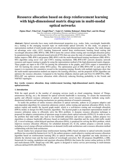 PDF Resource Allocation Based On Deep Reinforcement Learning With High Dimensional Matrix