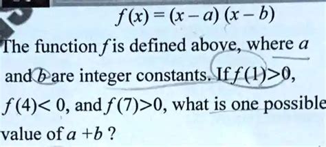 Fx X Ax B The Function F Is Defined Above Where A And B