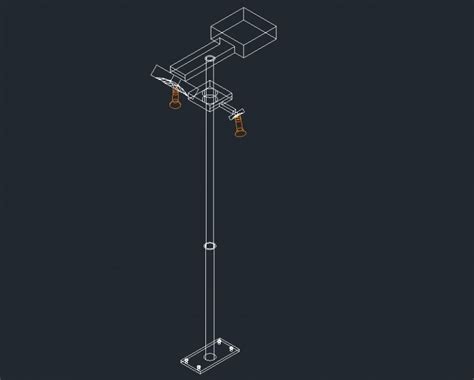 Detail 3d Model Of Lamp Post Cad Electrical Component Block Autocad File