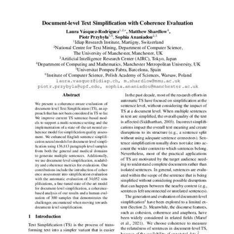 Document Level Text Simplification With Coherence Evaluation Acl Anthology