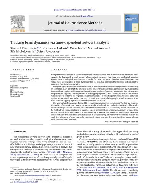 Pdf Tracking Brain Dynamics Via Time Dependent Network Analysis