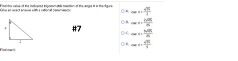 Solved Find The Value Of The Indicated Trigonometric Chegg