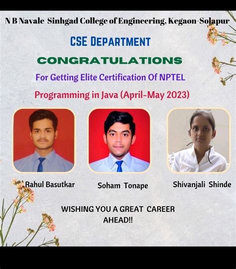 shivanjali shinde on linkedin thankyou sinhgad nptel