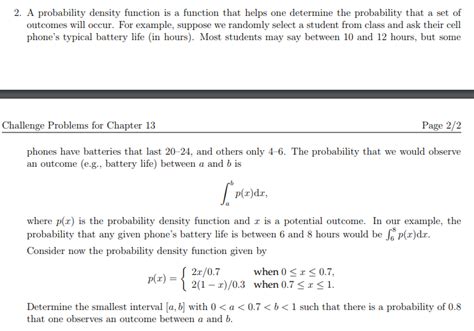 Solved A Probability Density Function Is A Function That Chegg