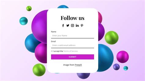 follow un on abstract background html template by nicepage