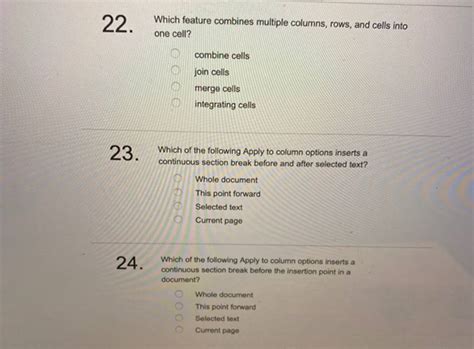 Get Answer Which Feature Combines Multiple Columns Rows And Cells