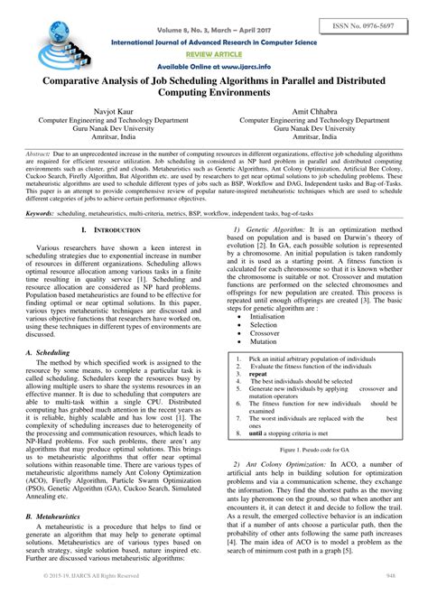 Pdf Comparative Analysis Of Job Scheduling Algorithms In Parallel And