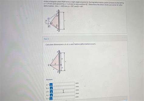 Solved A Thin Triangular Plate Pqr Forms A Right Angle At