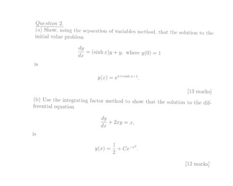 Solved Question A Show Using The Separation Of Chegg