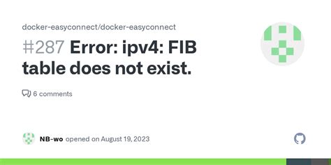 Error Ipv4 Fib Table Does Not Exist · Issue 287 · Docker