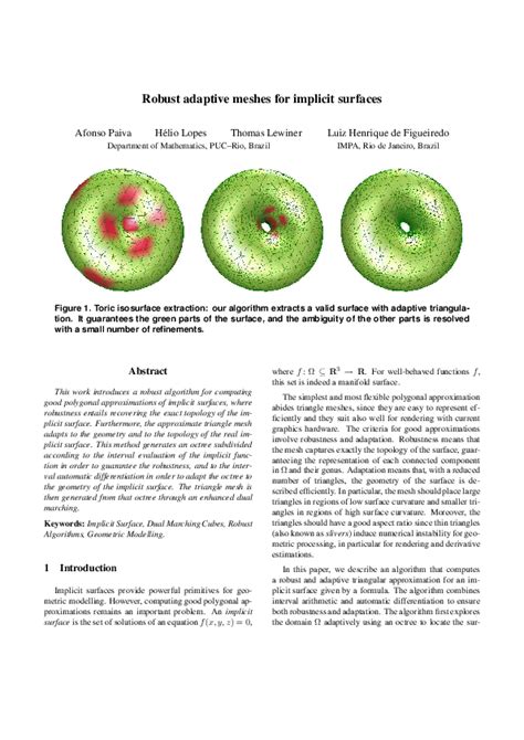 Pdf Robust Adaptive Meshes For Implicit Surfaces