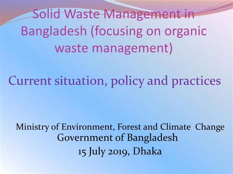 Pdf Solid Waste Management In Bangladesh Focusing On Organic Waste Management