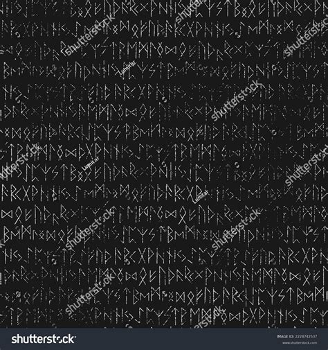Runic Black Seamless Pattern White Runes Stock Vector Royalty Free