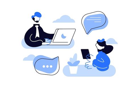 Premium Vector Customer Service Male Hotline Operator Advises Client Online Global Technical