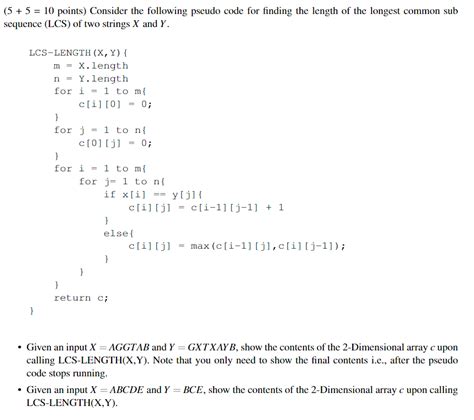 solved 5 5 10 points consider the following pseudo