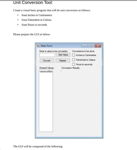 Solved Unit Conversion Tool Create A Visual Basic Program