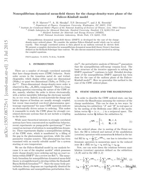 Pdf Nonequilibrium Dynamical Mean Field Theory For The Charge Density Wave Phase Of The