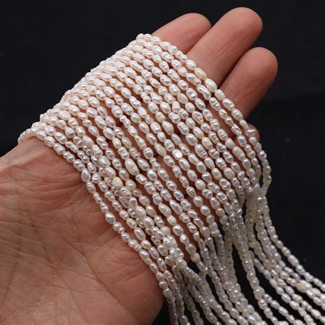 천연 담수 진주 흰 쌀 모양 진주 2 3mm A 등급 Diy 쥬얼리 제작 우아한 목걸이 팔찌 쥬얼리 제작
